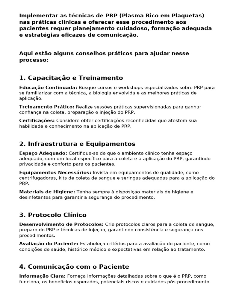 Implementar as técnicas de PRP | PDF | Consentimento Livre e Esclarecido