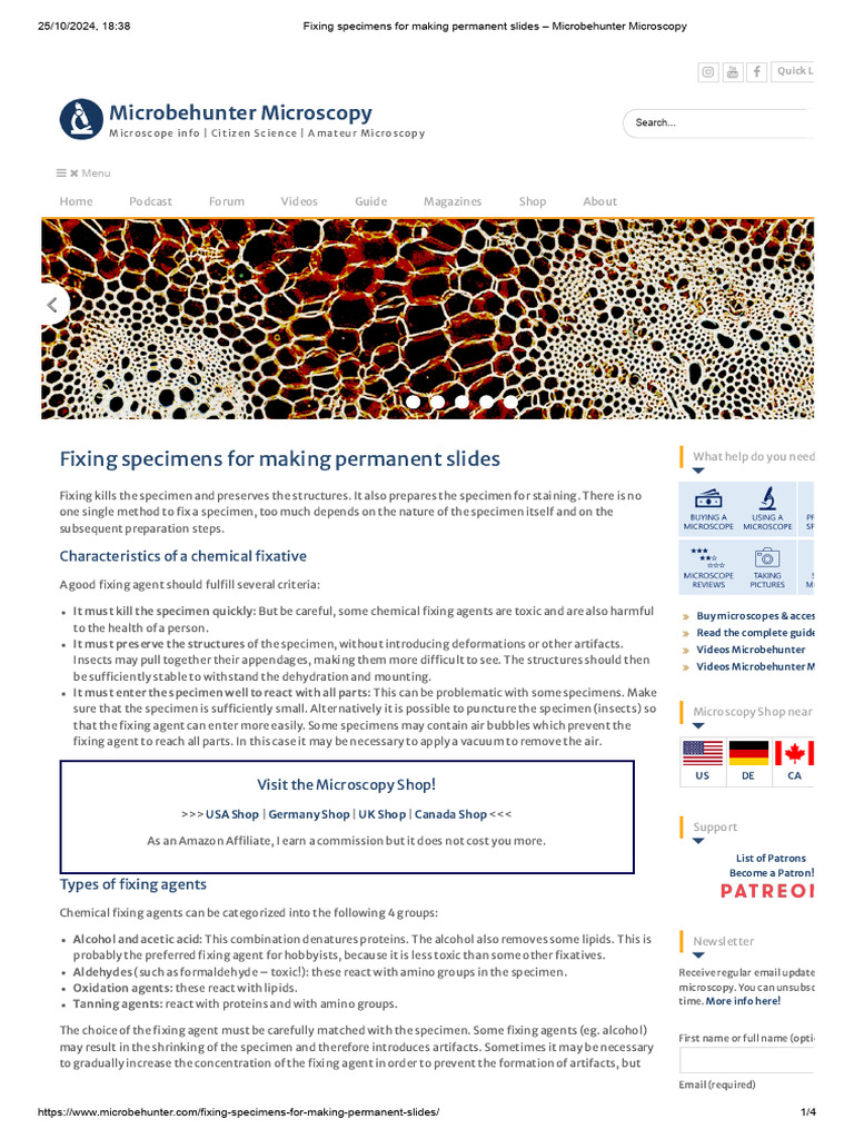 Fixing Specimens For Making Permanent Slides - Microbehunter Micros ...
