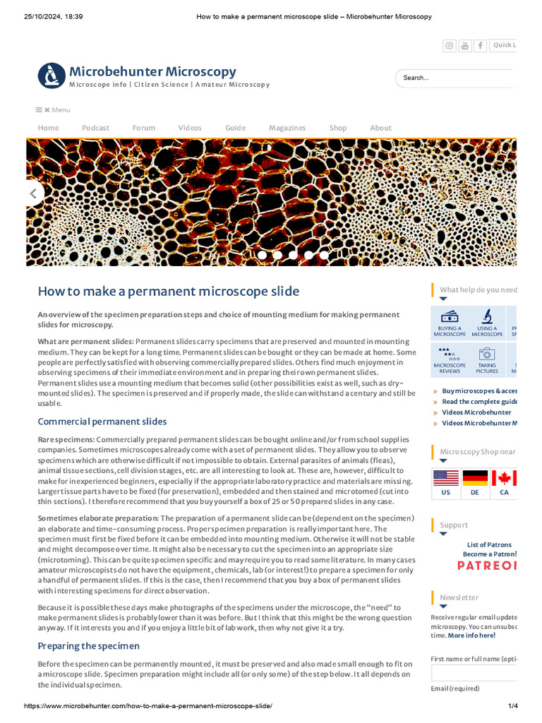 How To Make A Permanent Microscope Slide - Microbehunter Micros | PDF ...