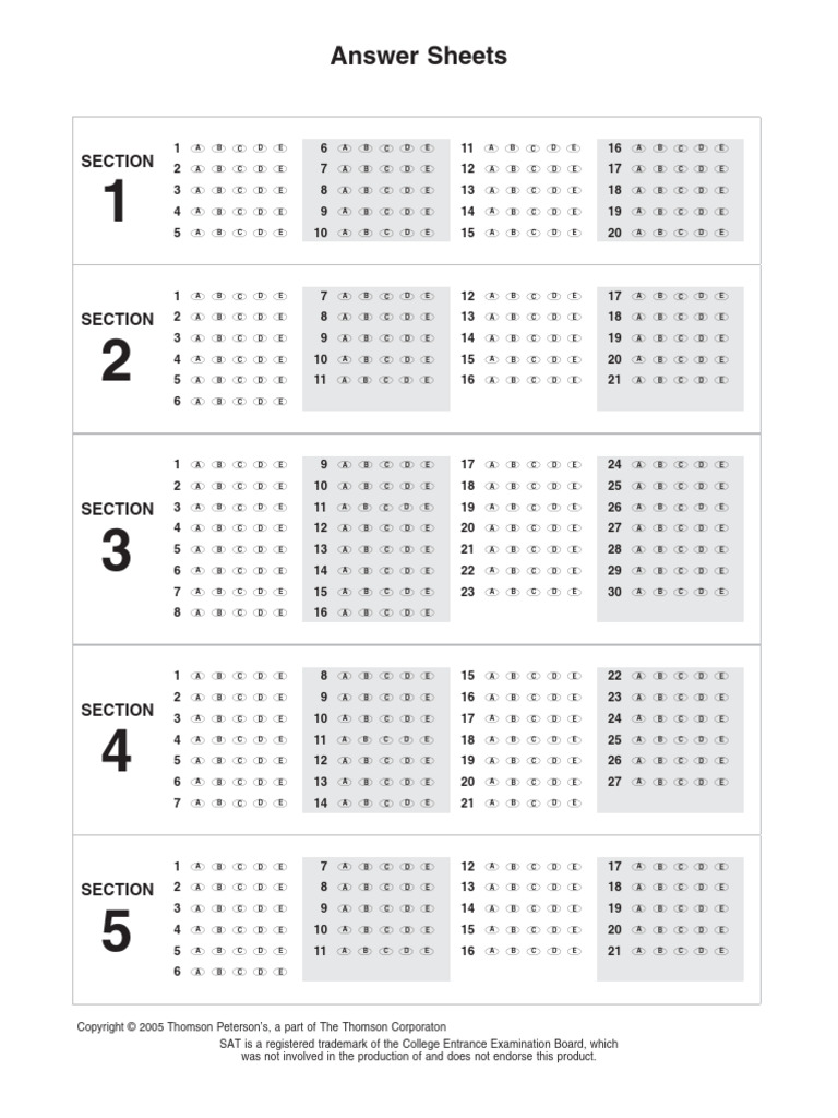 SAT Answer Sheet Guide | PDF