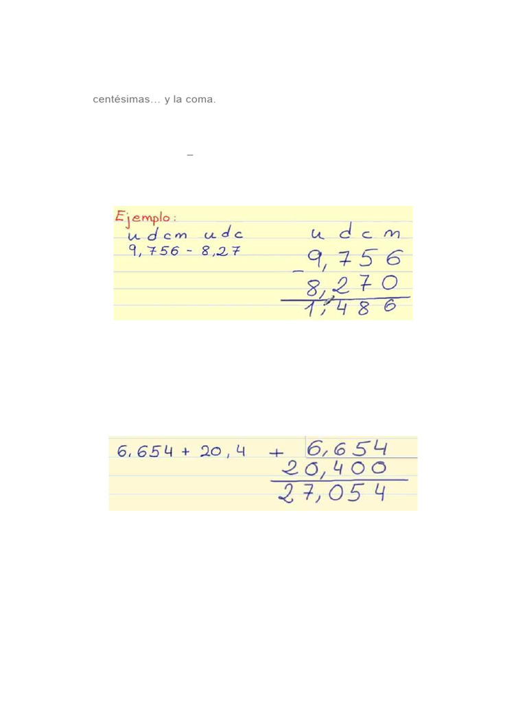 Suma y Restas Con Decimales | PDF | Decimal | Notación Matemática