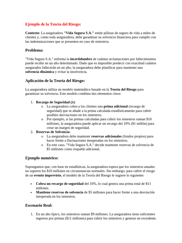 Teoría del Riesgo en Seguros Vida | PDF | Seguro | Reaseguro