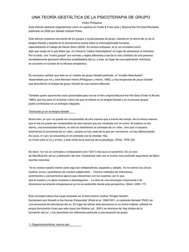 Gestalt Group Therapy | PDF | Terapia Gestalt | Experiencia