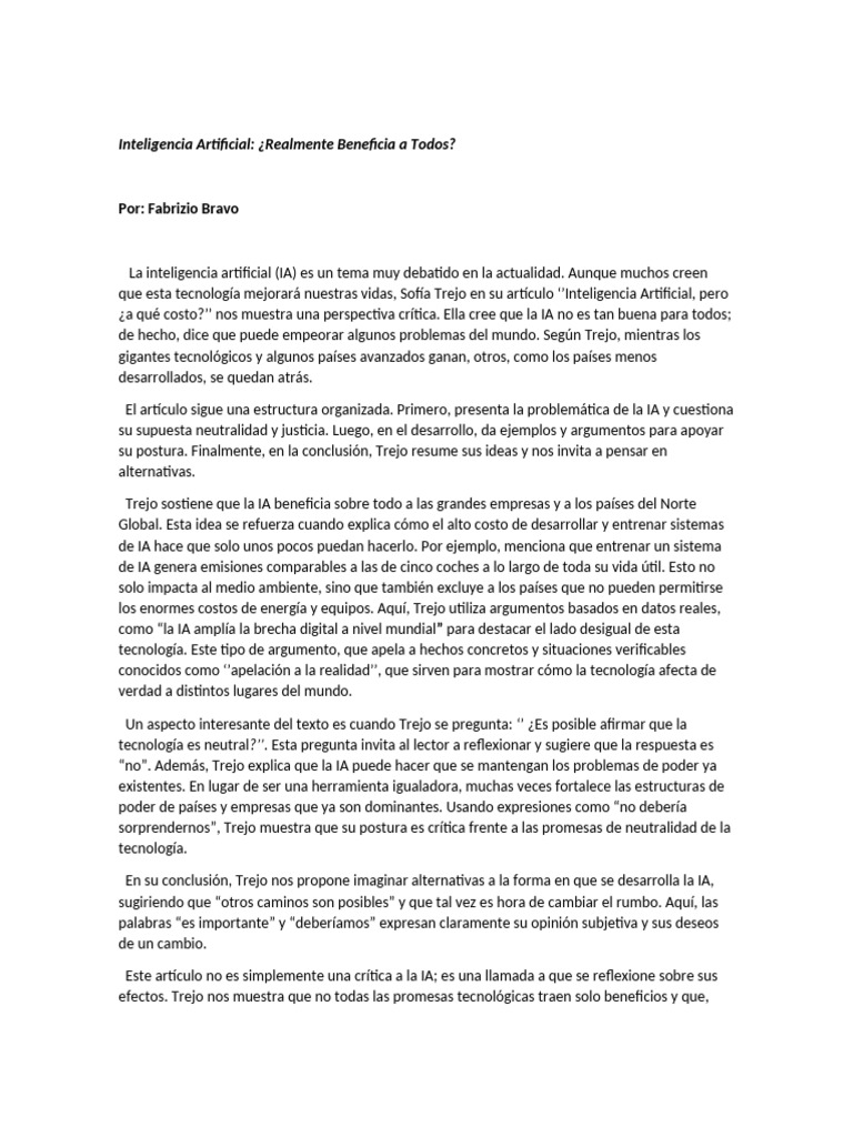 Impacto desigual de la Inteligencia Artificial | PDF | Inteligencia ...