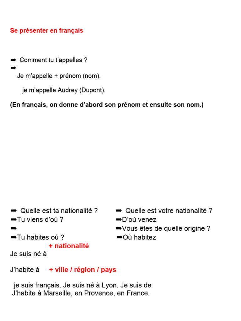 Se Presenter en Français PDF | PDF