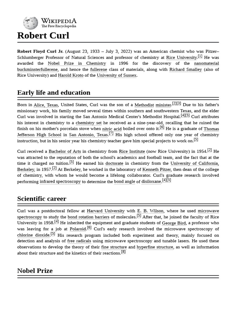 Robert_Curl | PDF | Physical Sciences | Chemistry