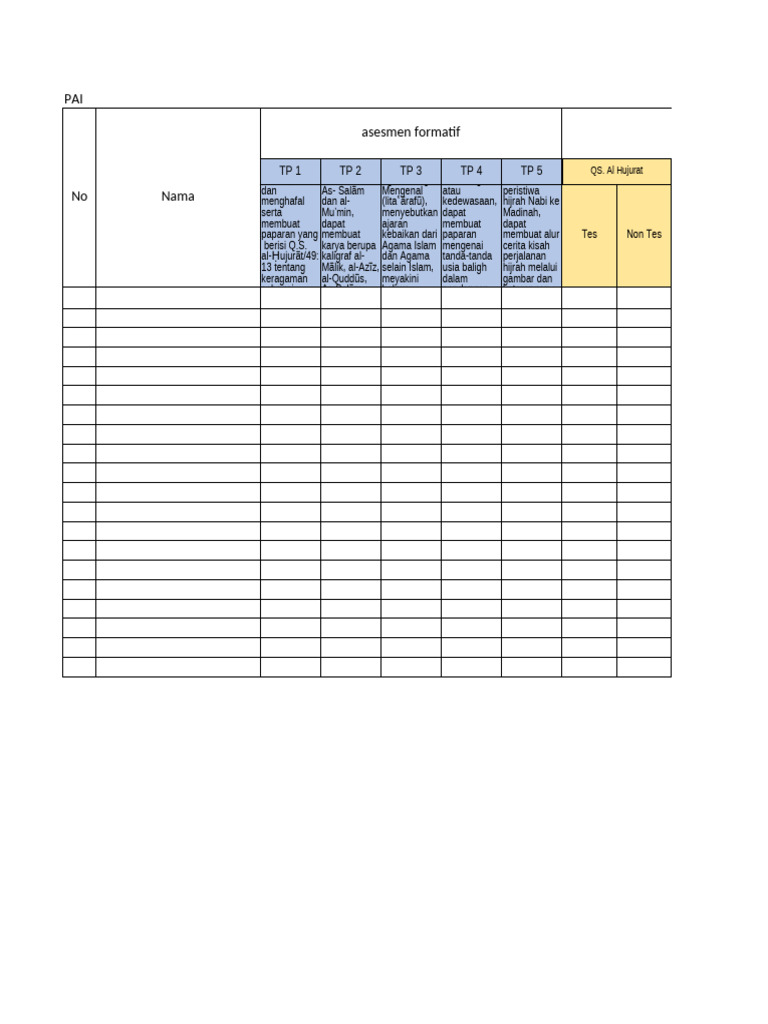 Rekap Nilai Kelas Iv - I | PDF