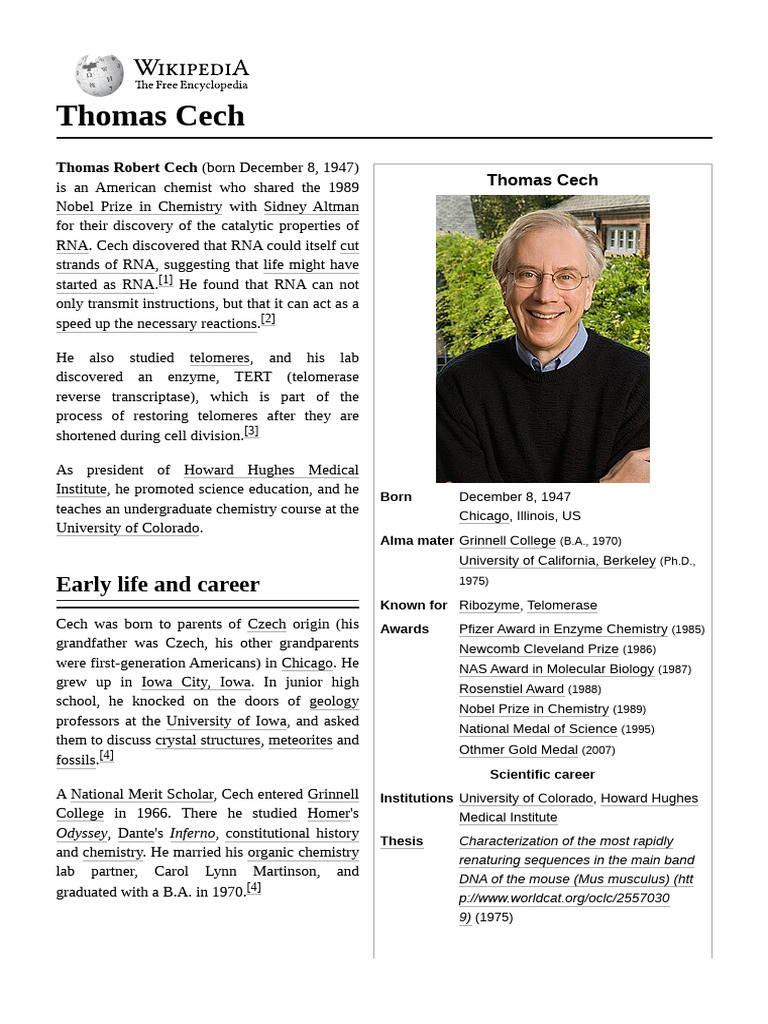 Thomas_Cech | PDF | Genetics | Rna