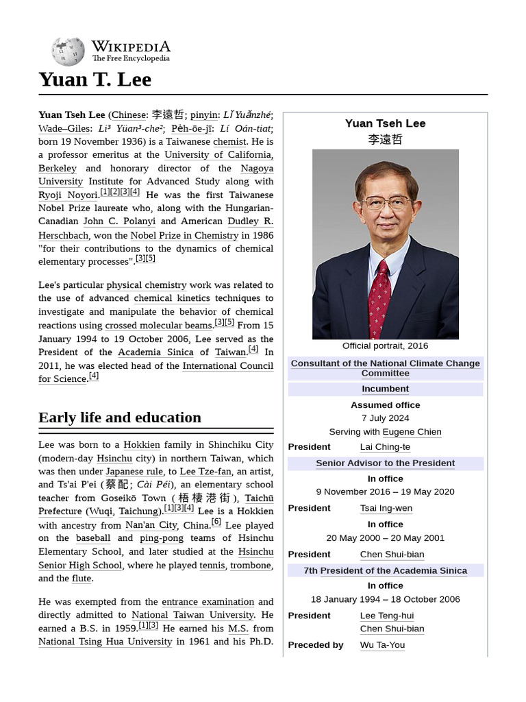 Yuan_T._Lee | PDF | Chemistry | Physical Sciences