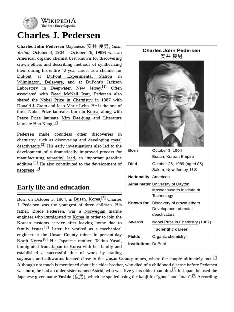 Charles_J._Pedersen | PDF | Chemical Compounds | Physical Sciences