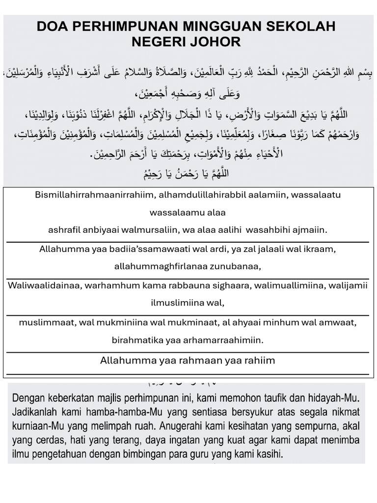 Doa KRMJ Beserta Tulisan Rumi | PDF