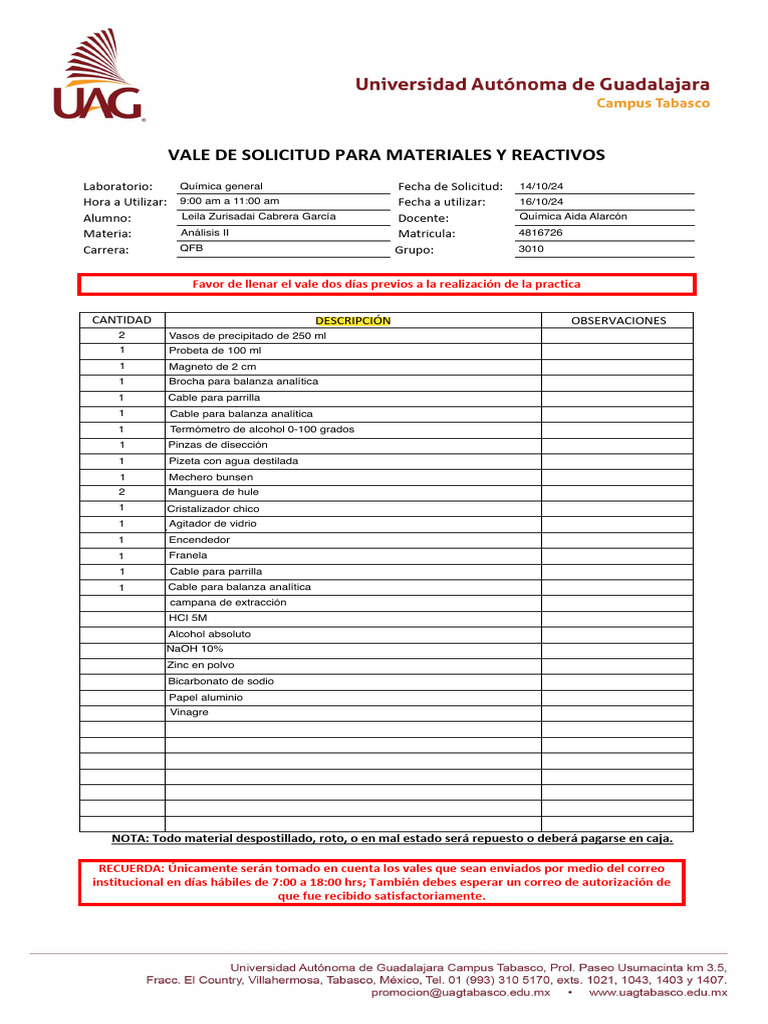 Vale+de+Solicitud+Para Materiales+y+Reactivos+%281%29 | PDF