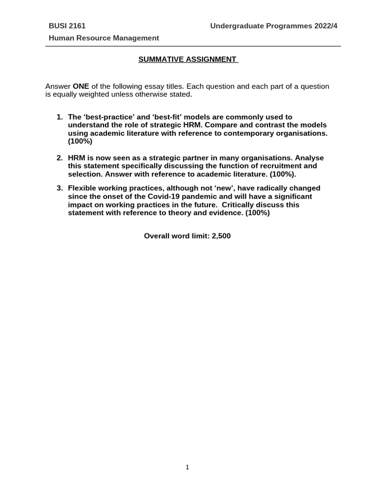 BUSI2161+Human+Resource+Management+Assignment | PDF | Thesis