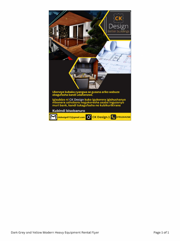 Dark Grey and Yellow Modern Heavy Equipment Rental Flyer | PDF
