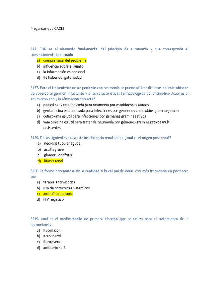 Preguntas Del Simulador Caces 2018 | PDF | El embarazo | Parto