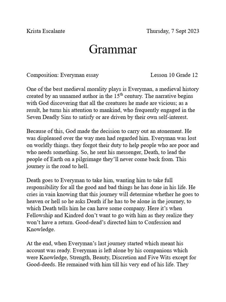 Everyman Essay Composition | PDF