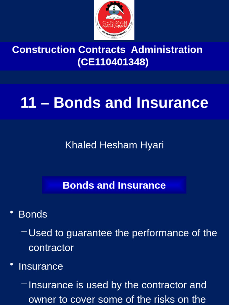 Bonds and Insurance in Construction Contracts | PDF | Surety | Bonds ...