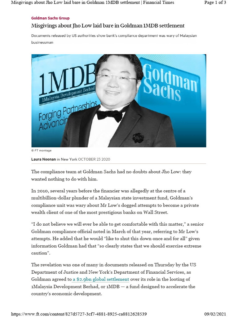 1MDB Compliance - FT | PDF