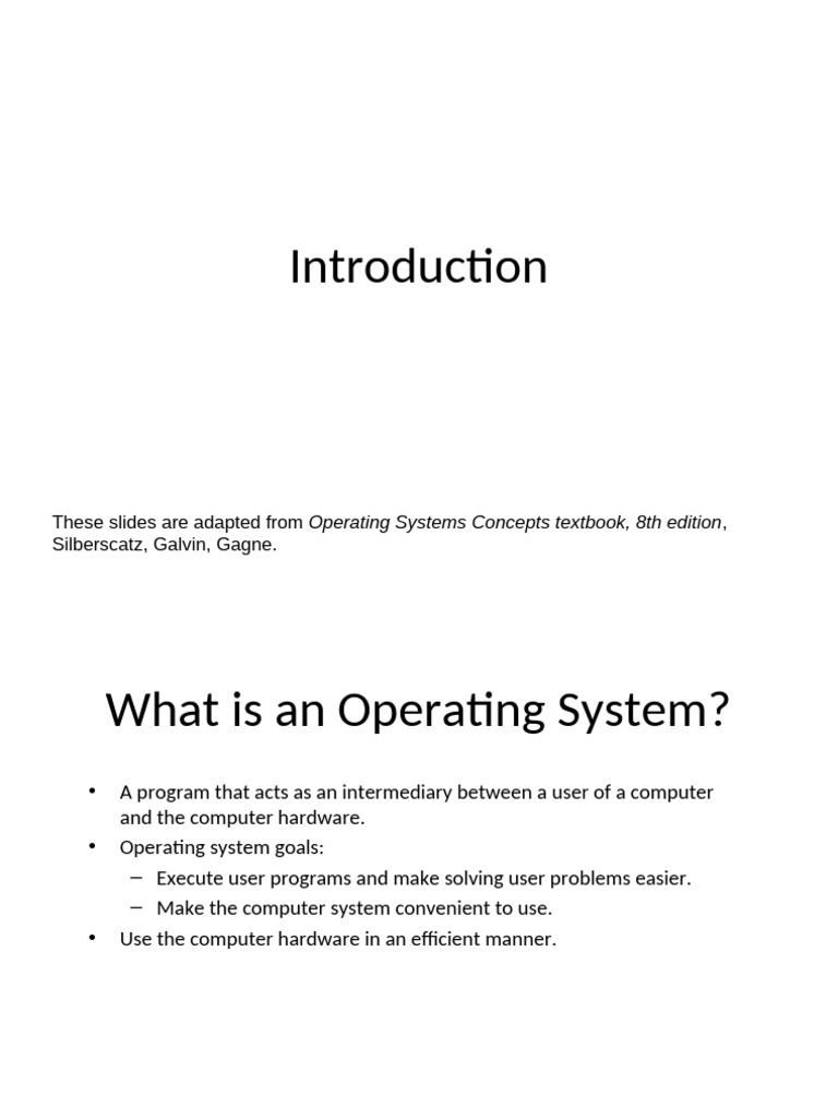 Introduction - Lecture 1 | PDF | Operating System | Input/Output