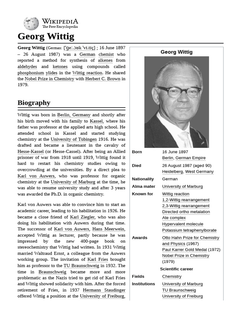 Georg Wittig | PDF | Organic Chemistry | Chemistry