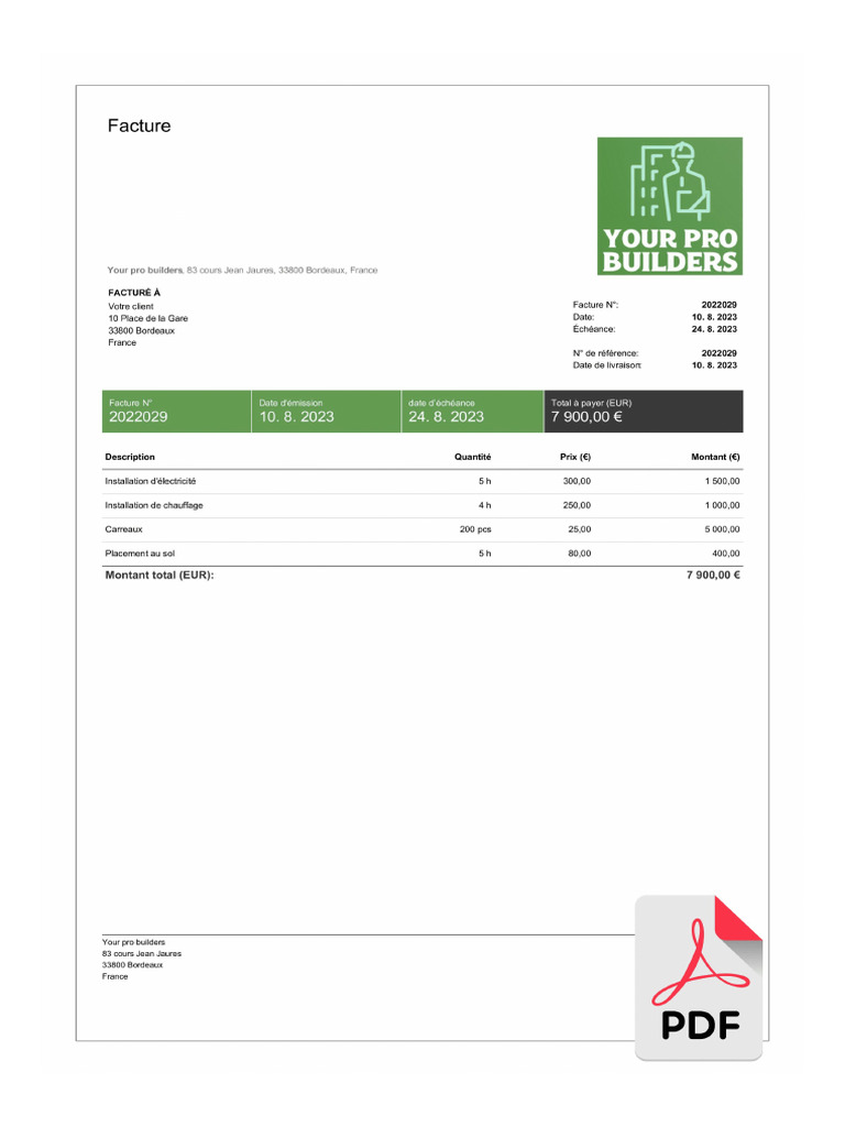 Telechargez Un Modele de Facture PDF Gratuit | PDF