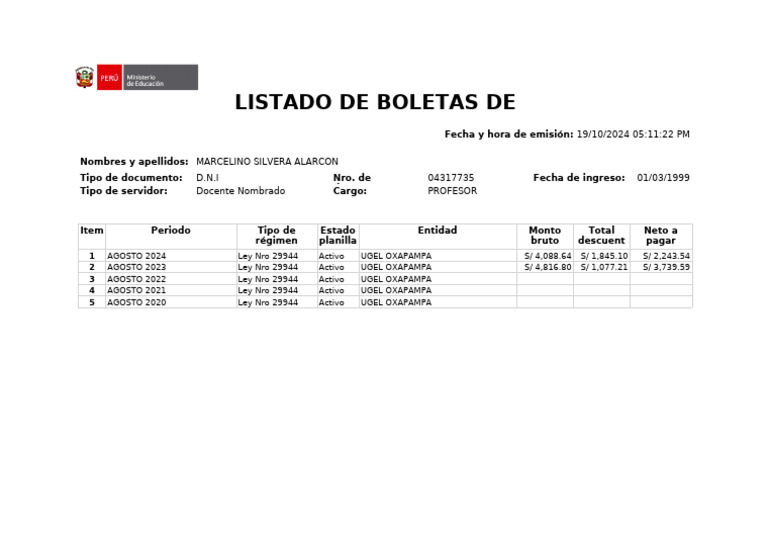 Historial de Boletas Setiembre | PDF