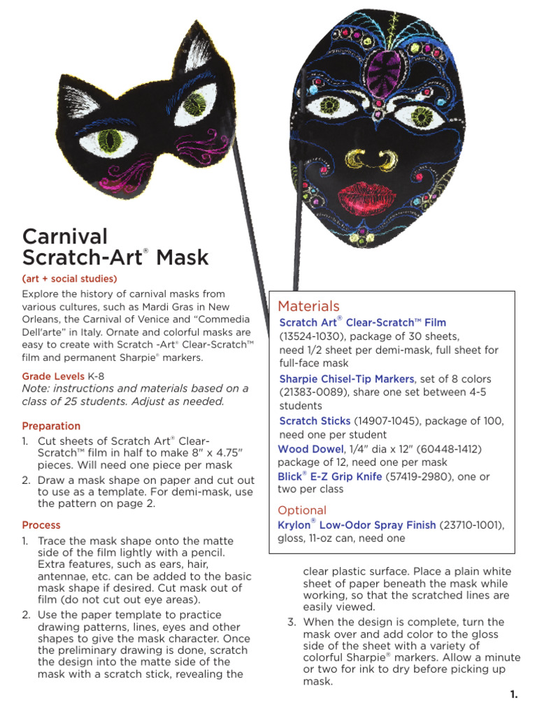 Carnival Scratch Art Mask Carnival Scratch Masks | PDF | Mask