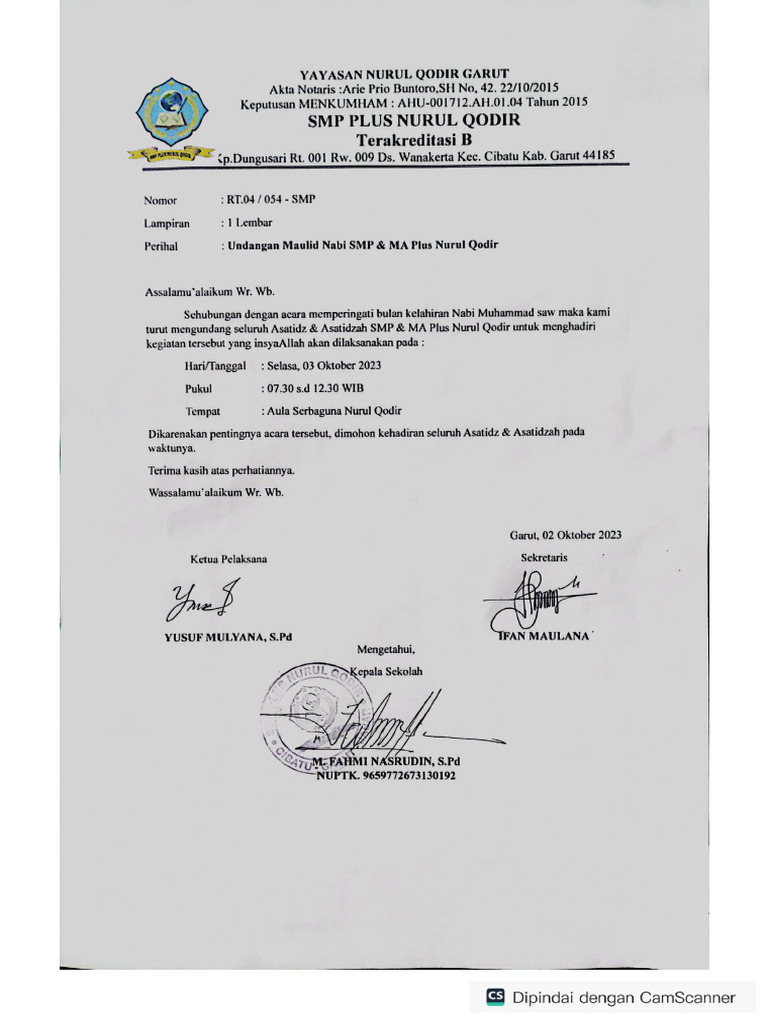 Undangan Maulid SMP NQ | PDF