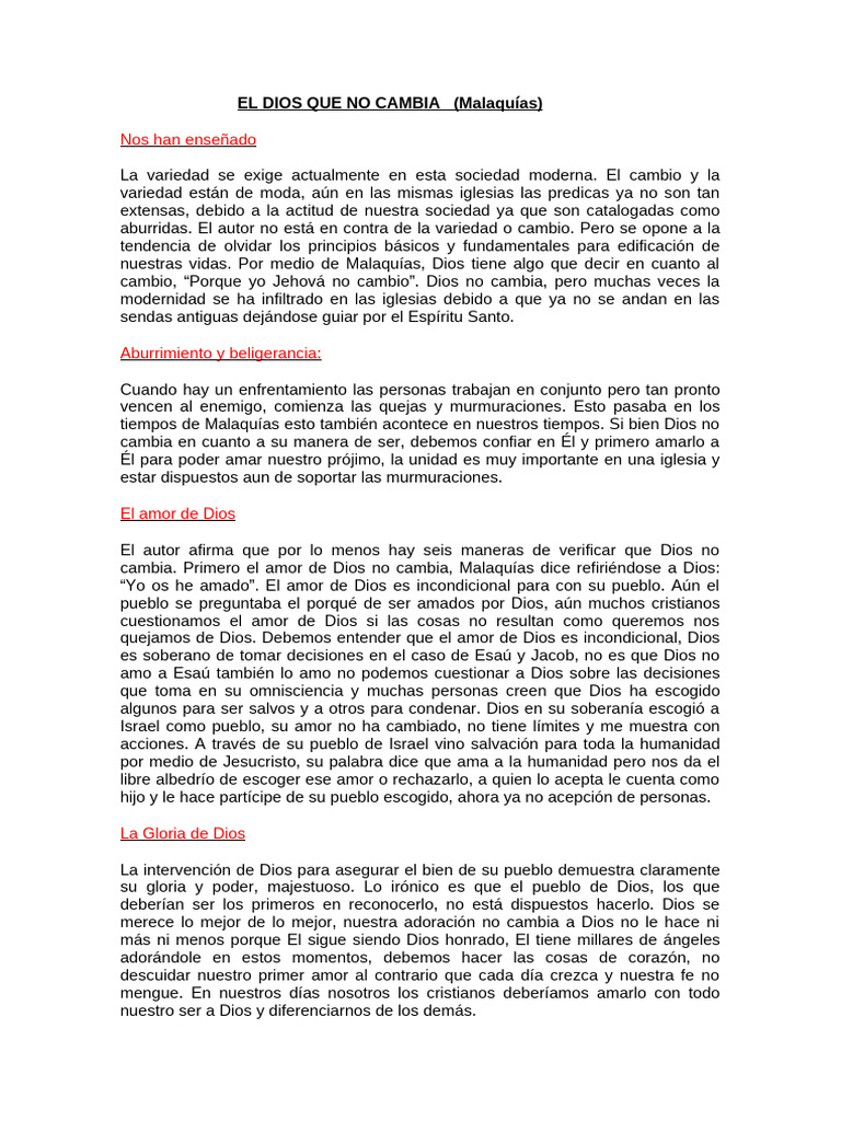 El Dios Que No Cambia | PDF | Amor | Dios