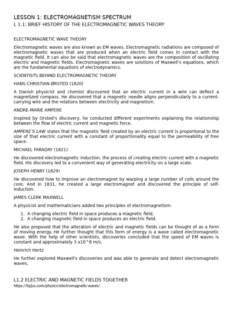Electromagnetic Waves: History & Theory | PDF | Electromagnetism ...