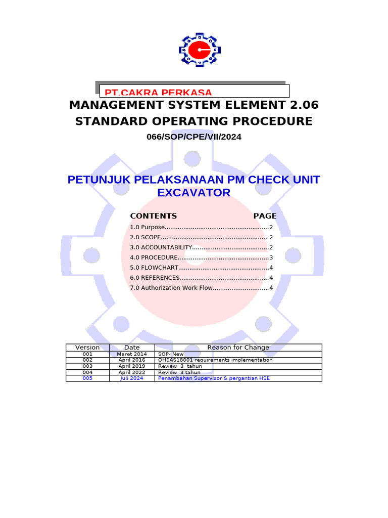 Sop 066 - Prosedur PM Check | PDF | Teknologi & Rekayasa