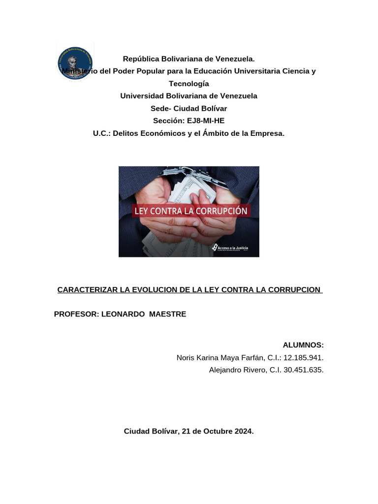 Evolución de la Ley Contra la Corrupción | PDF | Criminología | Evasión ...