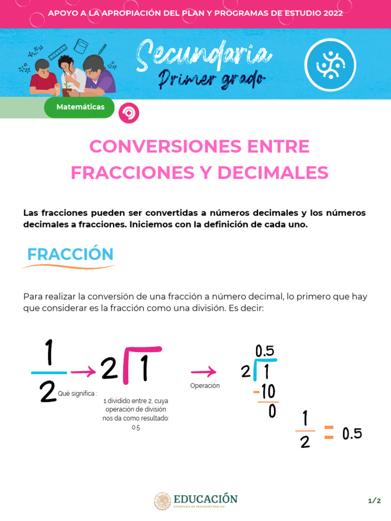 Mat - 1° - Conversiones Entre Fracciones y Decimales | PDF | Decimal ...