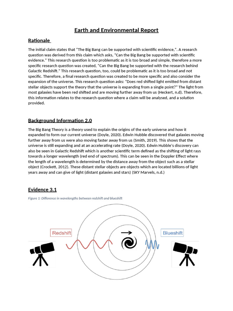 Earth and Environmental Report Draft | PDF | Redshift | Physics