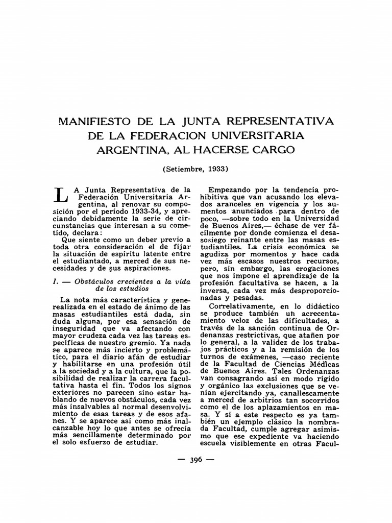 Manifiesto FUA 1933 - Contra El Fascismo | PDF