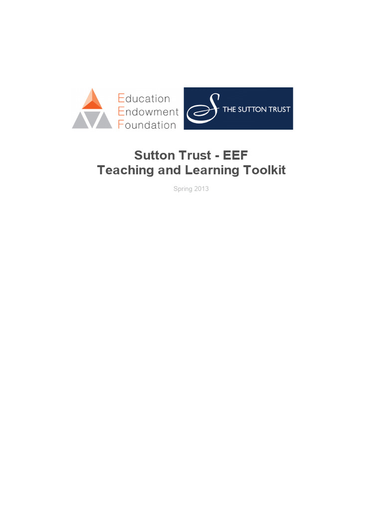 Teaching and Learning Toolkit (Spring 2013) | PDF | Meta Analysis ...