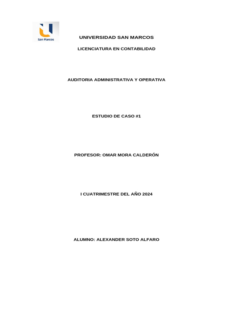 Problema Caso 1 Alexander Soto Alfaro | PDF | Auditoría | Contabilidad