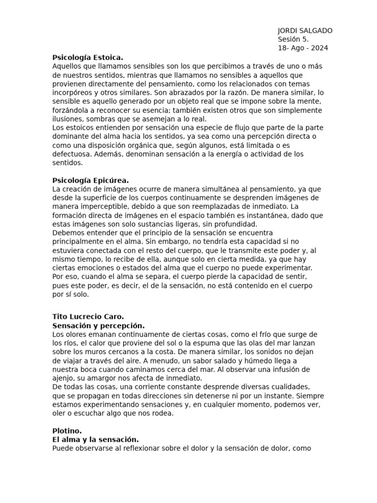 SESION 5. | PDF | Sentidos | Pensamiento