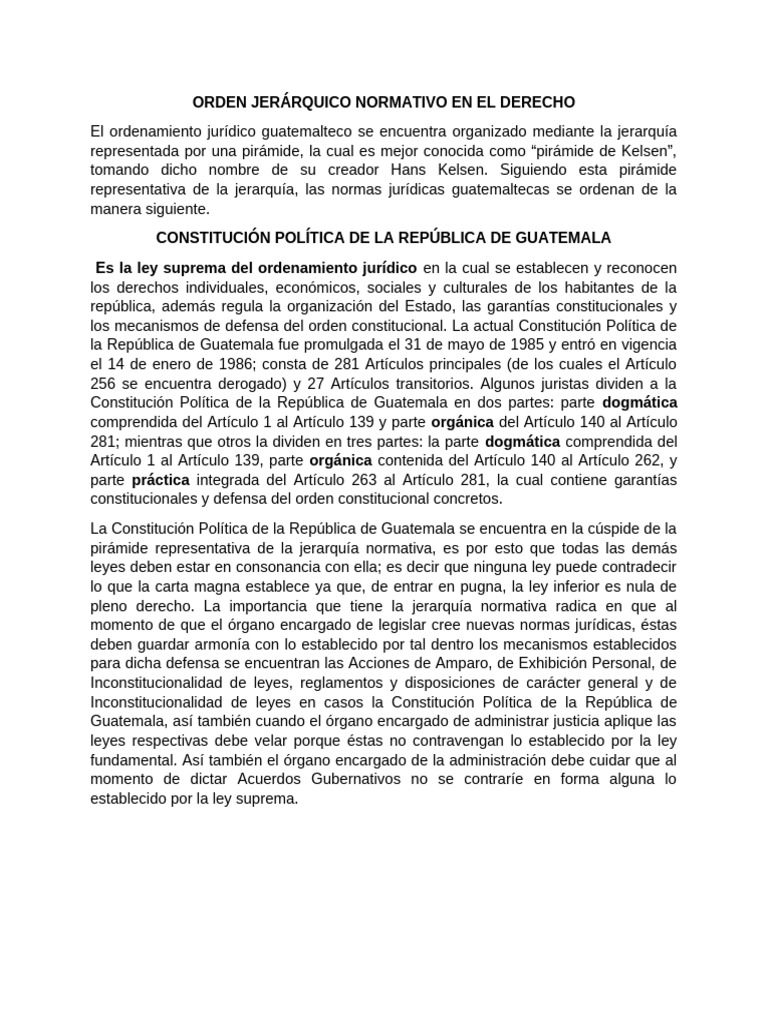 ORDEN JERÁRQUICO | PDF | Regulación | Constitución