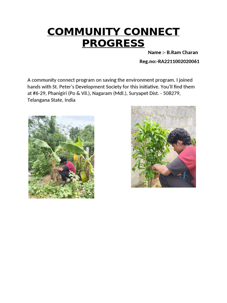 Ram Charan's Community Connect Progress | PDF
