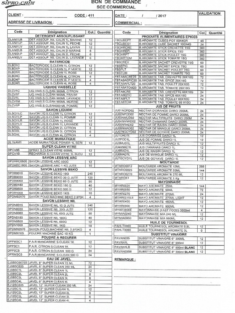 Fiche de Commande | PDF