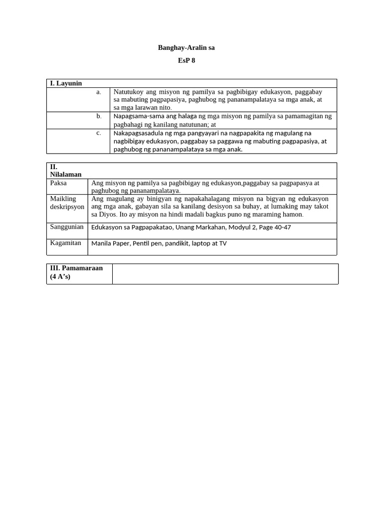 EsP Grade 8 LP Demonstration JESSICA YANO | PDF