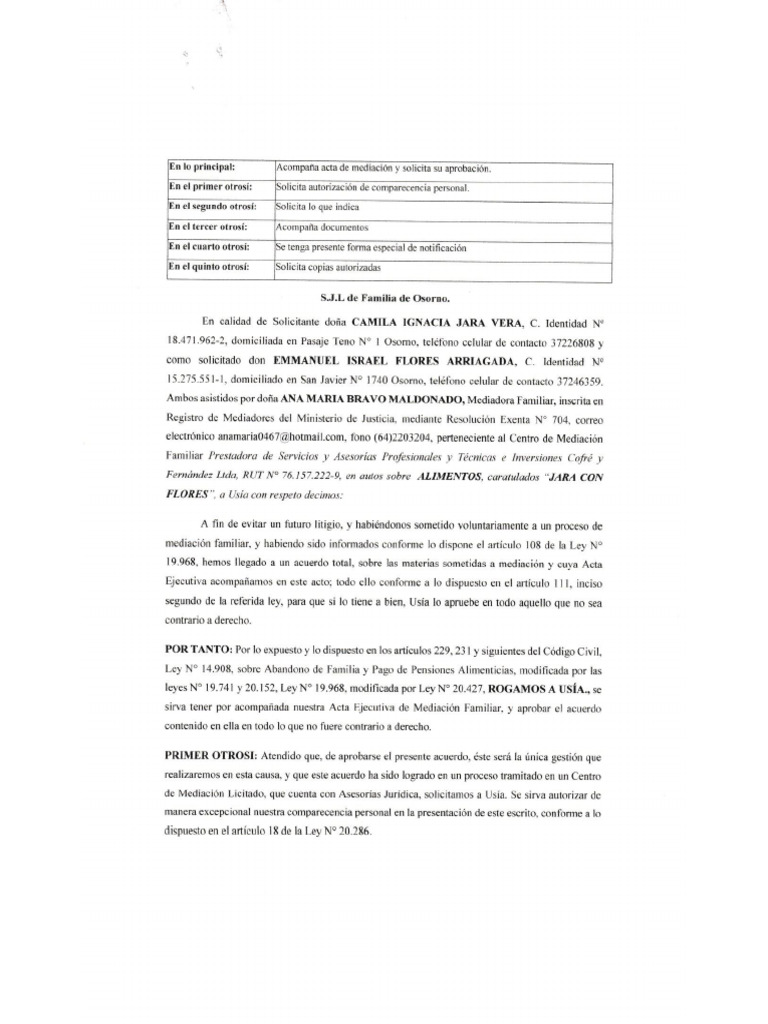 Acta Mediacion Numero 223223 | PDF