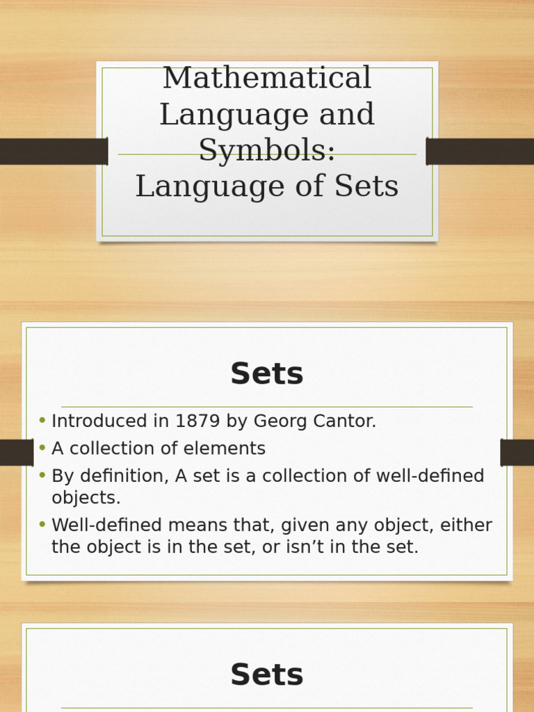 Language of Sets 1 | PDF | Set (Mathematics) | Numbers