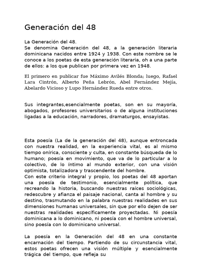 Generacion Del 48 | PDF | Poesía
