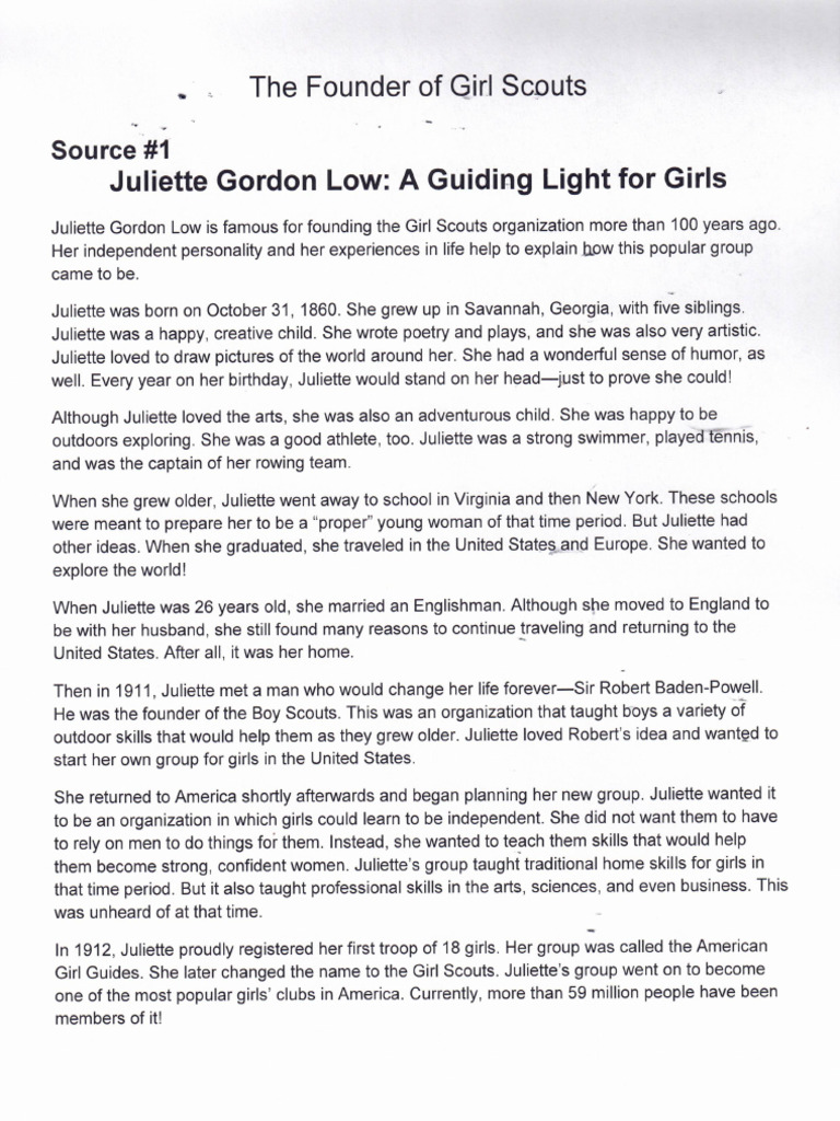 The Founders of Girl Scouts Writing Prompt | PDF