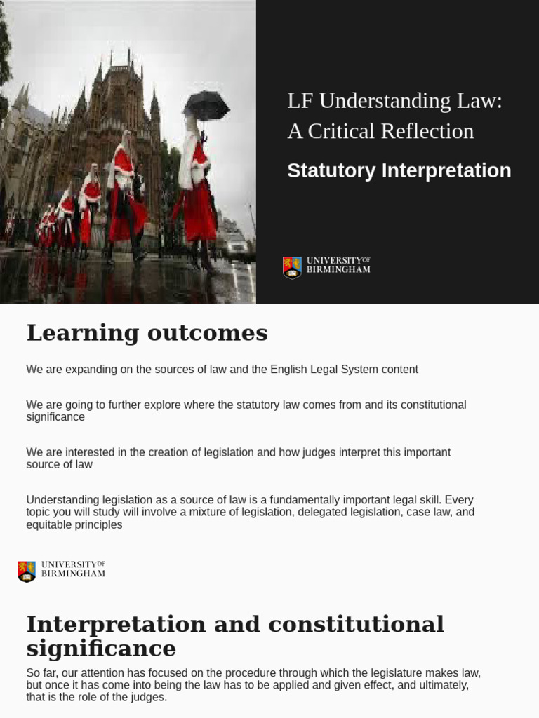 Statutory Interpretation in Law Explained | PDF | Statutory ...