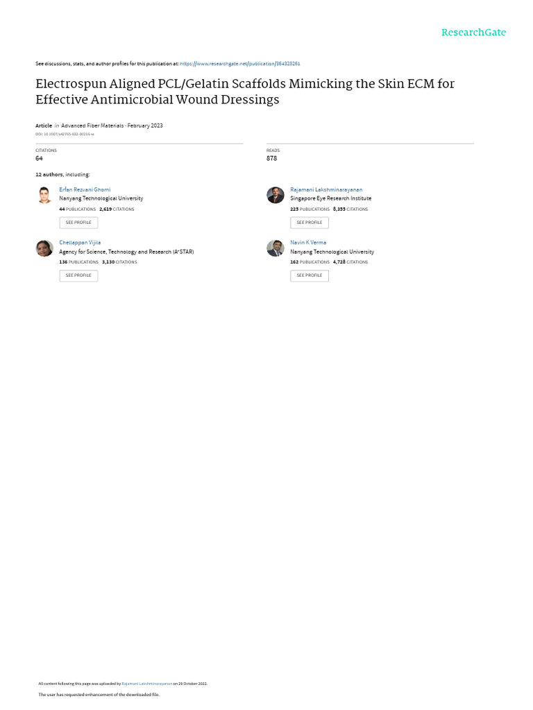 Electrospun Aligned PCL/Gelatin Scaffolds Mimicking The Skin ECM For Effective Antimicrobial ...