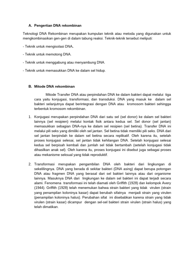 Teknologi DNA Rekombinan | PDF