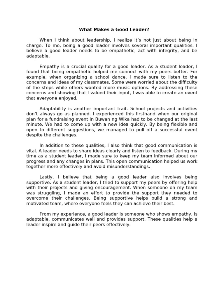 Essential Qualities of Effective Leaders | PDF | Career & Growth | Self ...
